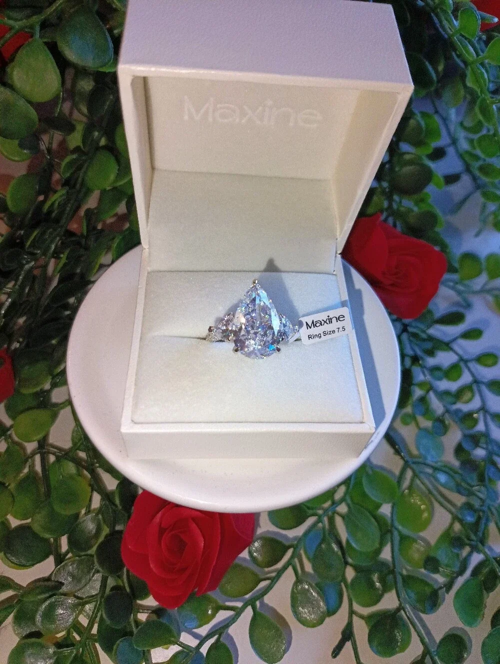 Maxines | Jewelry | 925 Sterling Silver Pear Cut Cz Engagement Ring ...